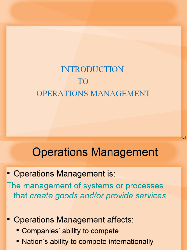 Introduction to Operations Management | PDF | Supply Chain | Operations ...