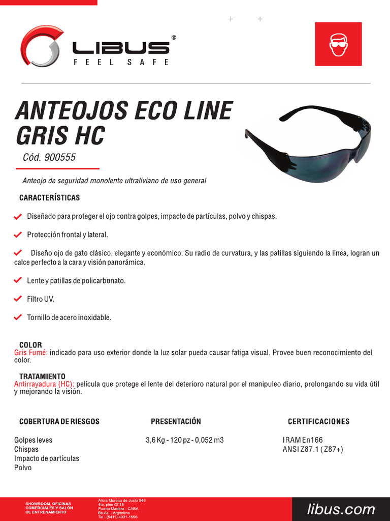 Ficha Tecnica Libus 900555 Anteojo Eco Line Gris HC Segutecnica | PDF