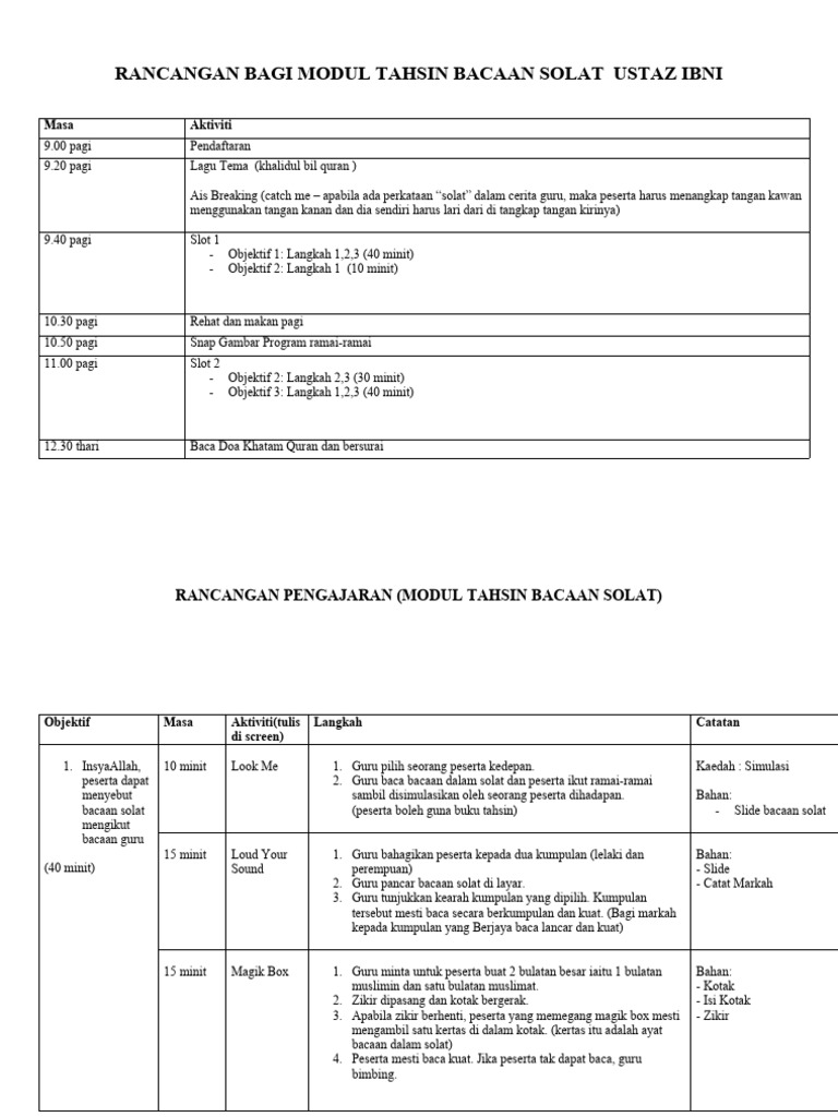 Tahsin Bacaan Solat Ustaz Ibni | PDF