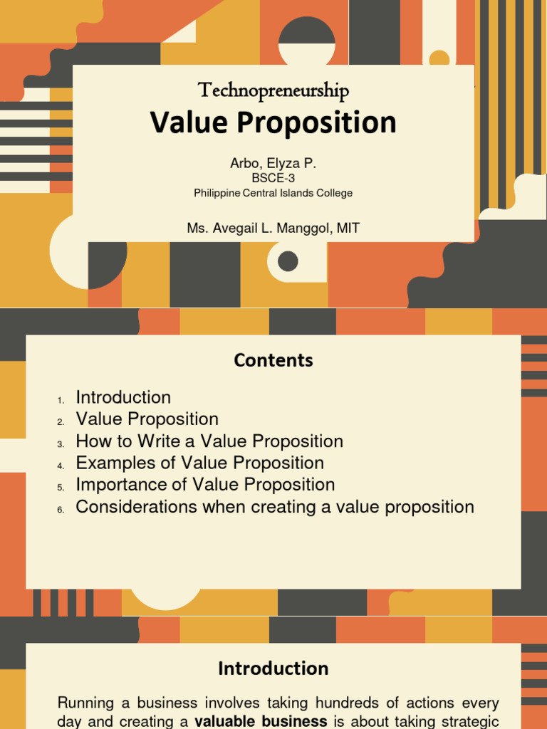 Arbo Elyza P. Value Proposition Technopreneurship | PDF | I Phone | Apple Inc.