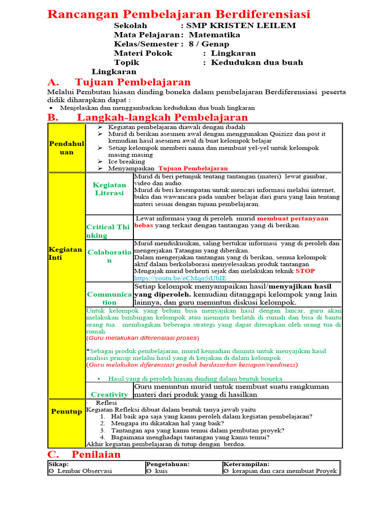 Rancangan Pembelajaran Matematika SMP | PDF | Karier & Perkembangan