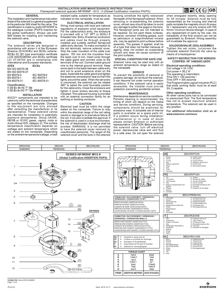 Asco Series NF WSNF m12 II Solenoids Installation Maintenance en ...
