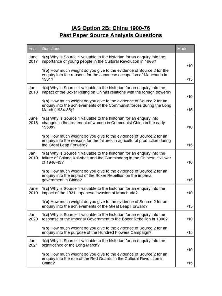 China Source Analysis Questions | PDF | Chinese Civil War | Cultural ...