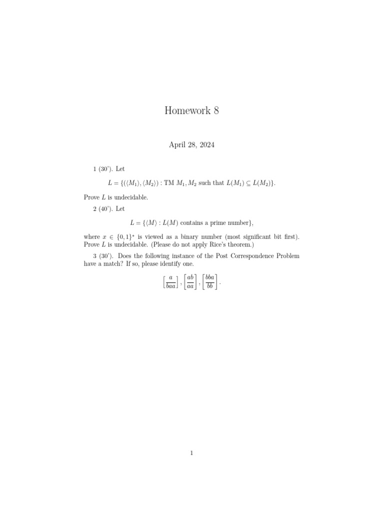 2024 Theory of Computation Homeworks | PDF