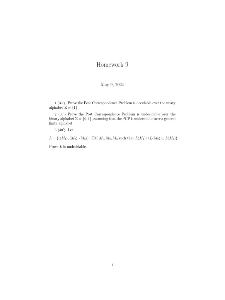 2024 Theory of Computation Homeworks (1) - 1 | PDF