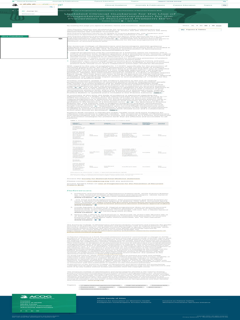 Updated ACOG Guidance on Progesterone Use | PDF | Preterm Birth | Pregnancy