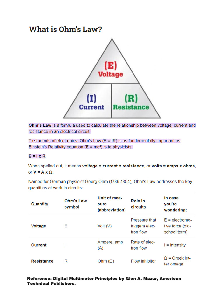 Ohms Law | PDF | Volt | Electrical Resistance And Conductance