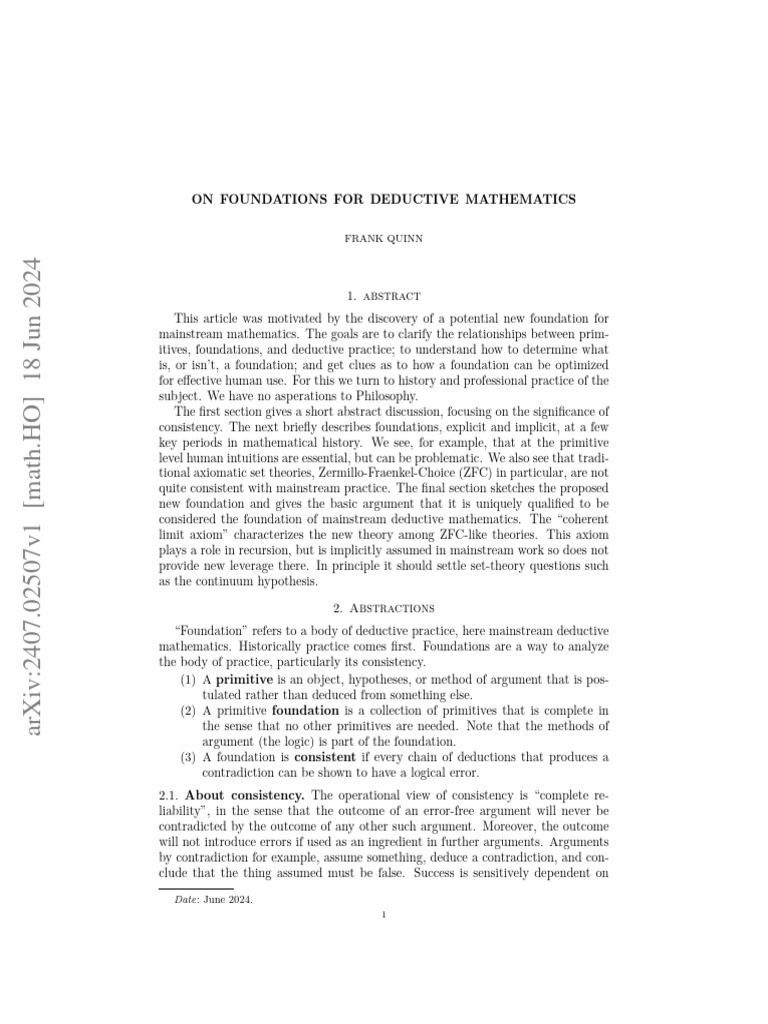 On Foundations For Deductive Mathematics | PDF | Set (Mathematics) | Axiom