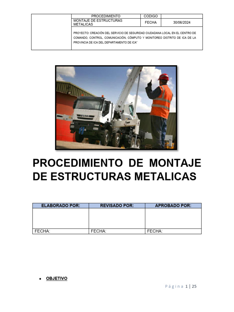 Procedimiento de Montaje de Estructuras Metalicas Actualizado VR.01 | PDF | Soldadura | Construcción