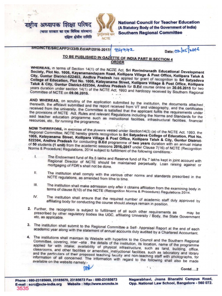 Satyadeva College Ncte | PDF