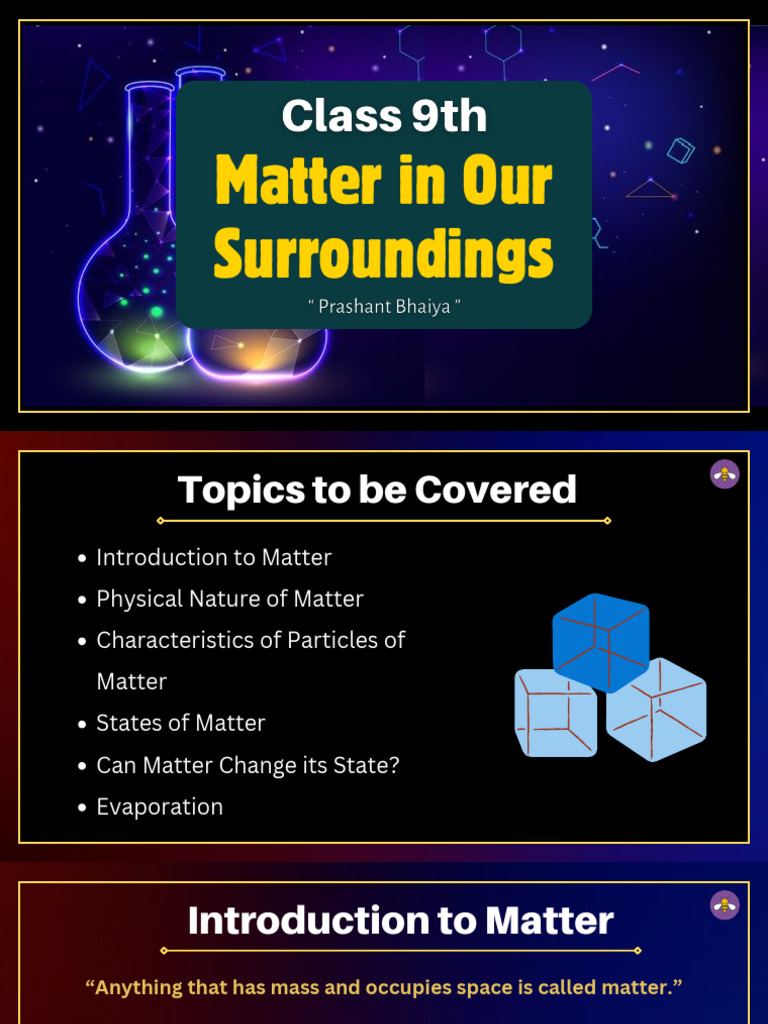 Matter in Our Surroundings (Prashant Kirad) | PDF | Evaporation | Gases