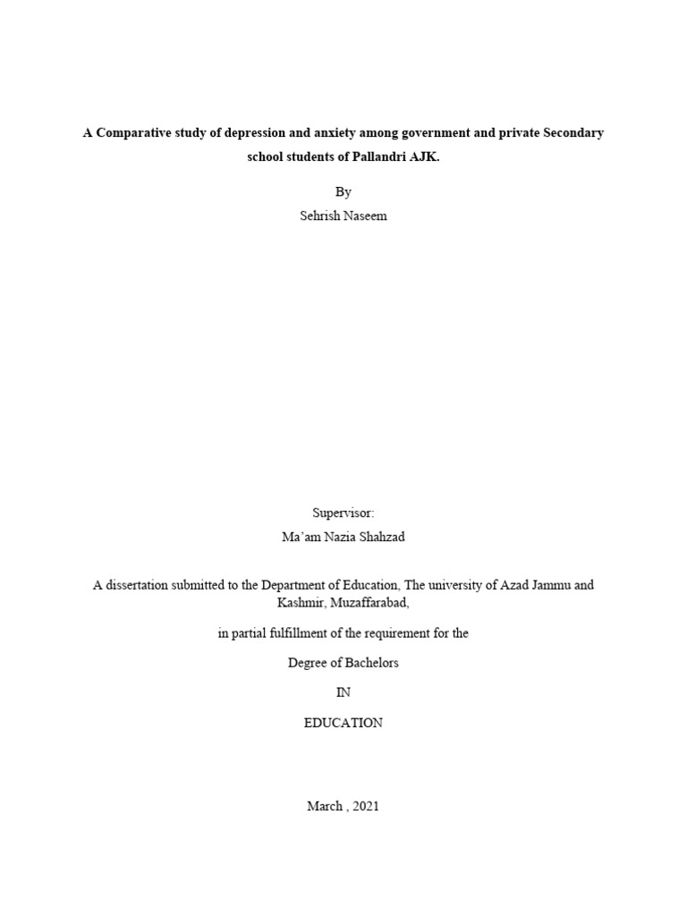 Sehrish Naseem Final Research | PDF | Anxiety | Generalized Anxiety Disorder