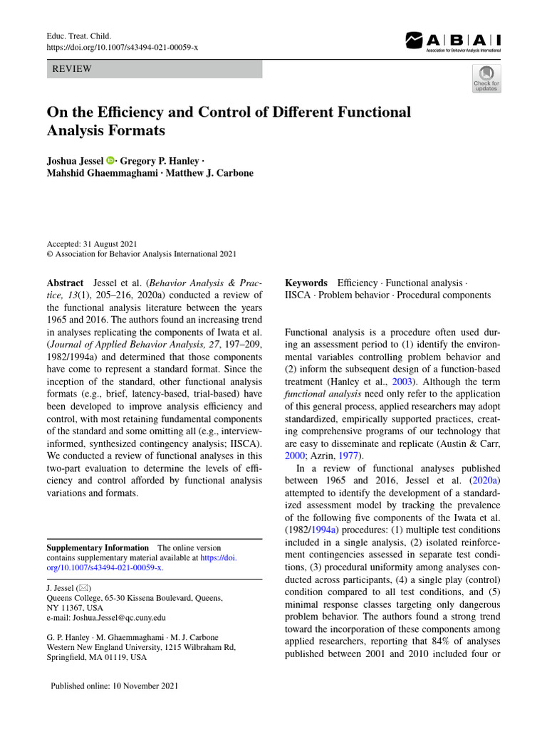 Jessel Et Al. - 2021 - On The Efficiency and Control of Different Functional Analysis Formats ...