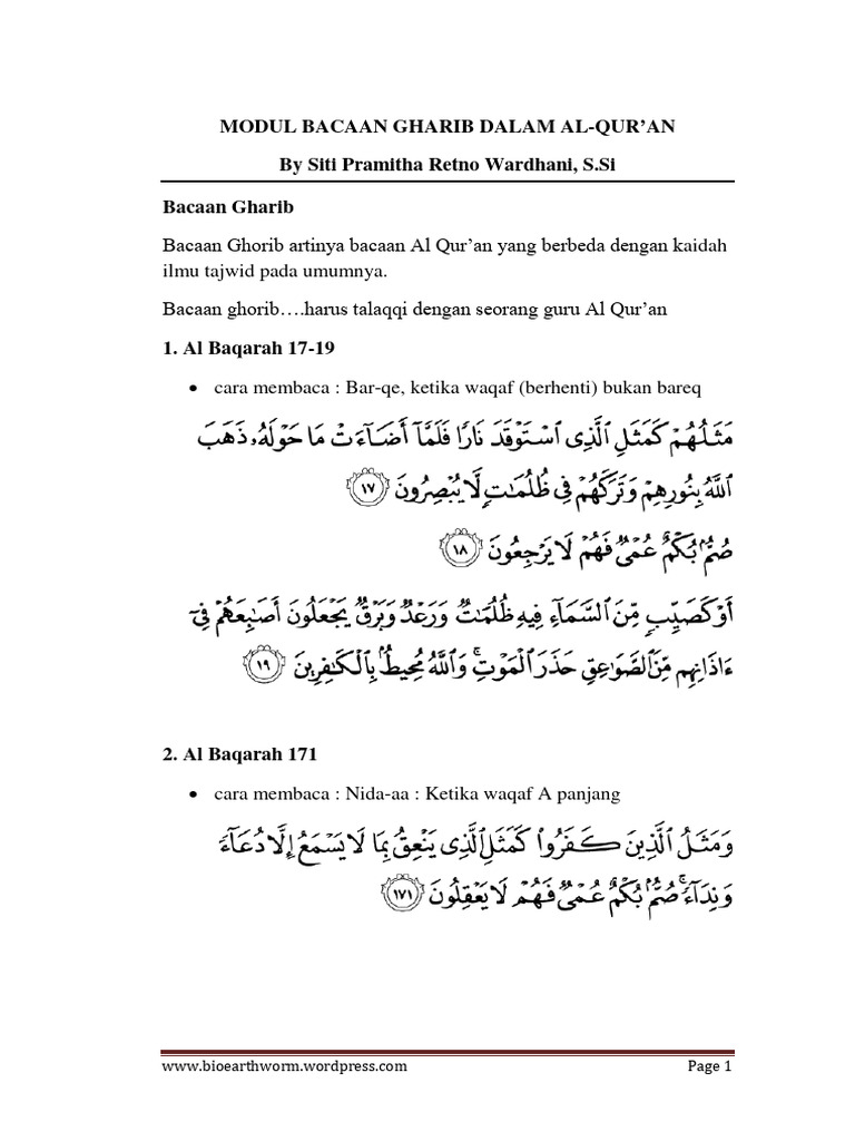 Modul Bacaan Gharib Dalam Al Quran | PDF