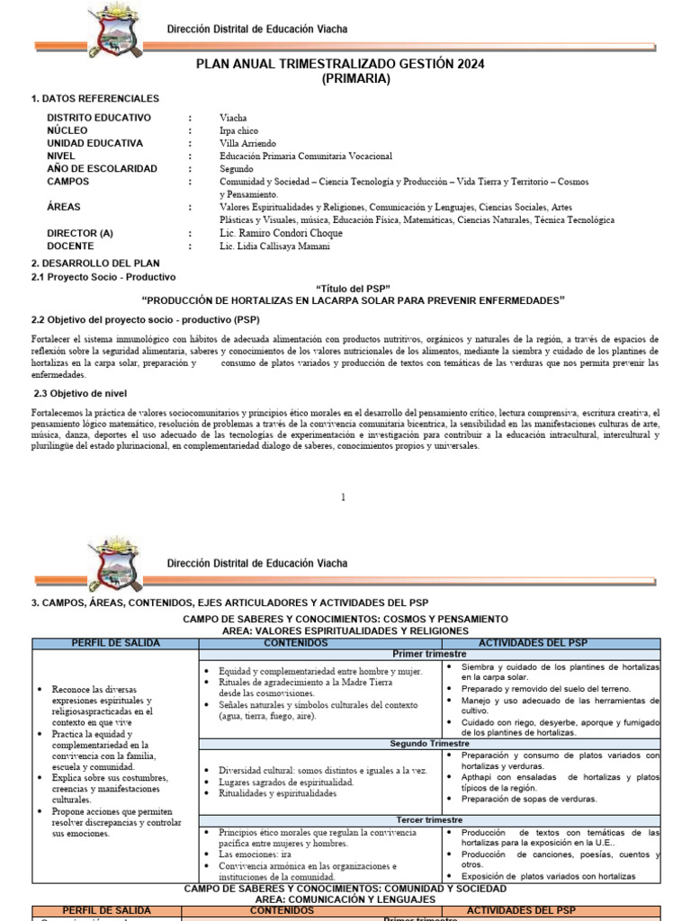 Pat - 2º de Primaria 2024 | PDF | Vegetales | Geometría