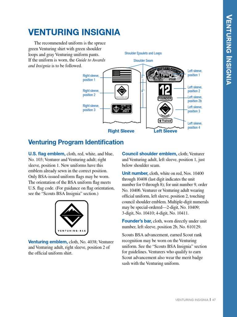 Venturing Uniform Insignia Guide | PDF | Boy Scouts Of America | Scouting