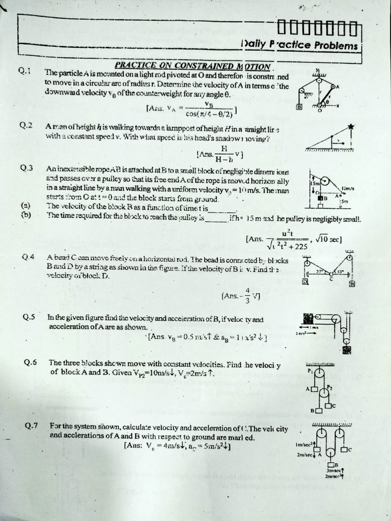Constrained motion Assignment | Download Free PDF | Motion (Physics ... Constrained motion Assignment | Download Free PDF | Motion (Physics ...