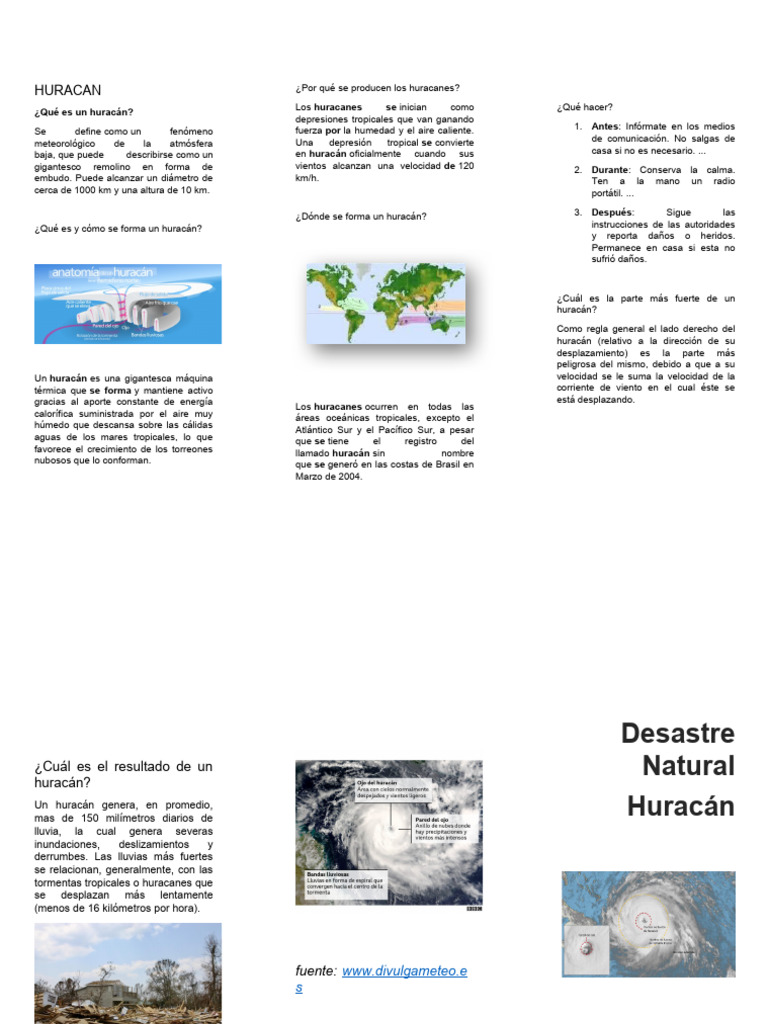 HURACAN Triptico | PDF | Ciclones tropicales | Herida