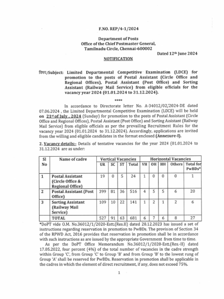 LDCE - 2024 PA-SA Notification | PDF | Mail | Written Communication