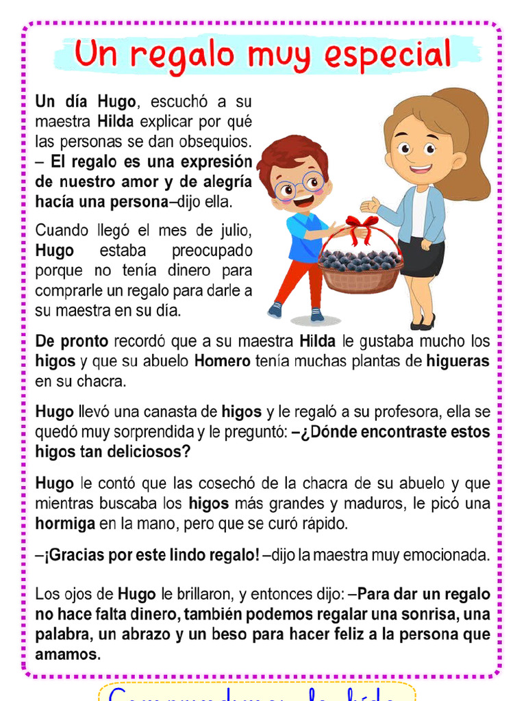 FICHA - COMU - Leemos "Un Regalo Muy Especial" | PDF | Artes del ...