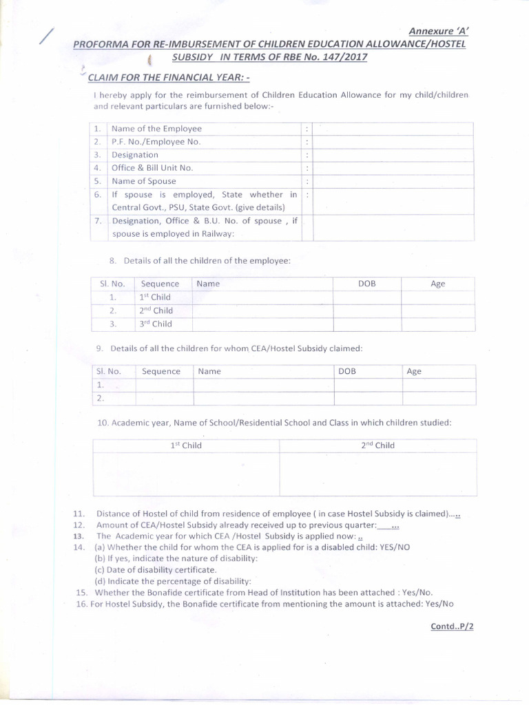 Performa For CEA Form | PDF