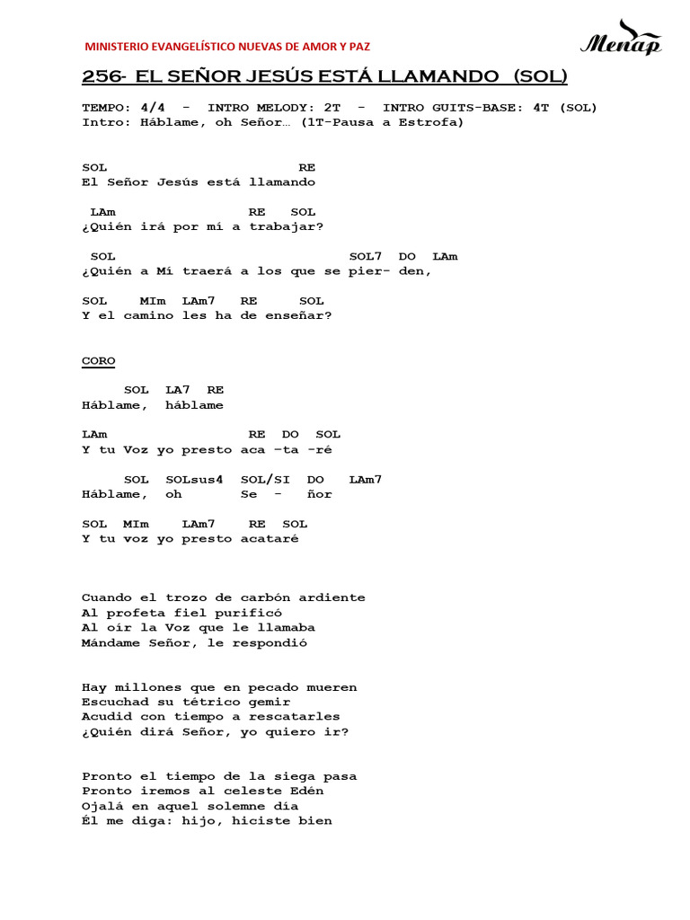 256 - El Señor Jesús Está Llamando | PDF