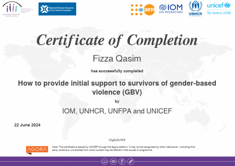 GBV Initial Support E-learning_Certificate of Completion | PDF