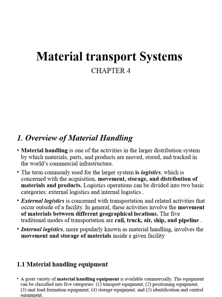 Material Handling & Transport Systems | PDF | Warehouse | Logistics
