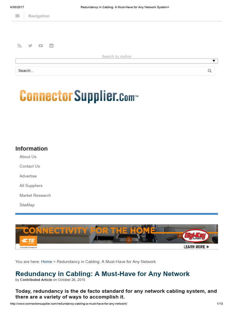 Essential Redundancy in Network Cabling | PDF | Telecommunications | Information And ...