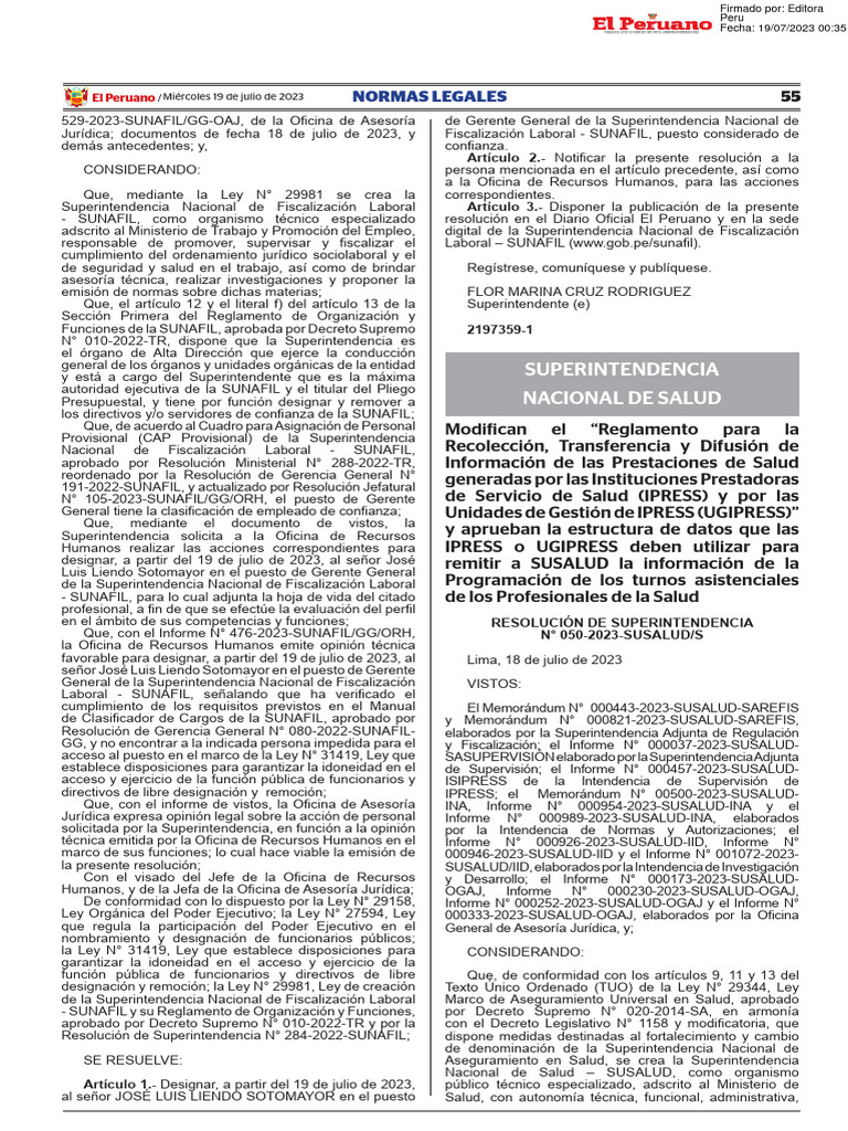 Publicacion Oficial - Diario Oficial El Peruano | PDF | Hospital ...