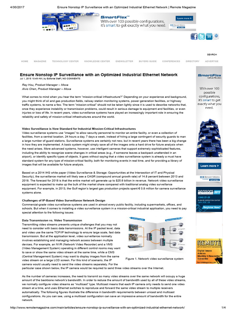 Ensure Nonstop IP Surveillance With An Optimized Industrial Ethernet Network - Remote Magazine ...