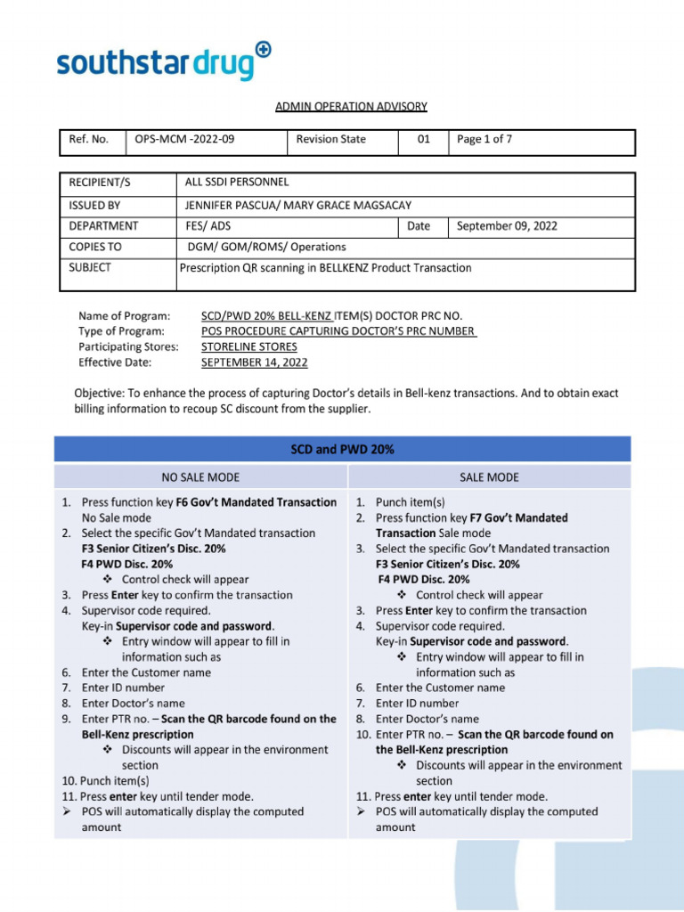 Ops-Mcm - 2022-09 SCD - PWD Bell-Kenz | PDF