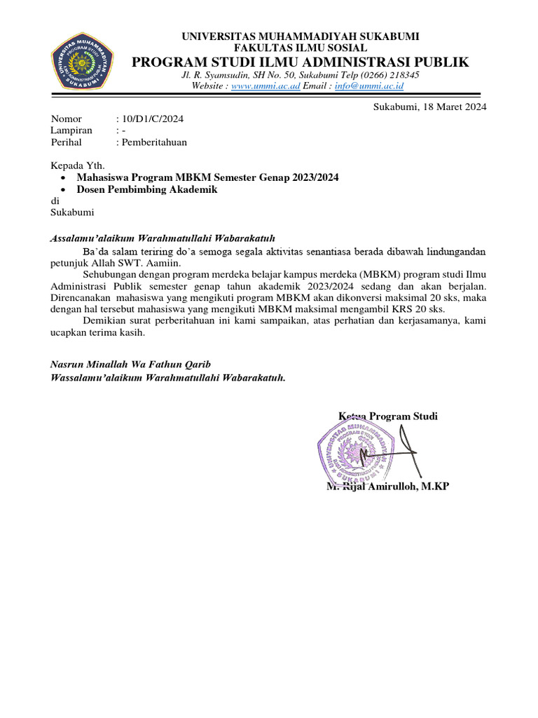 10 Pemberitahuan Maksimal 20 Sks | PDF