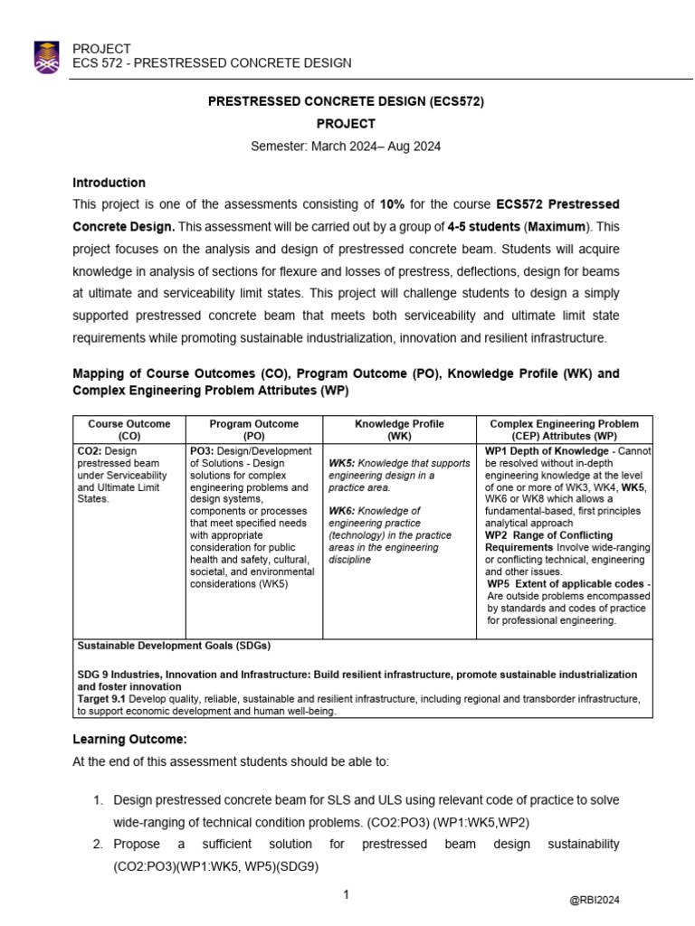 Project Ecs572-March24-Aug24-W9-Rp Vetted | PDF | Beam (Structure) | Structural Engineering