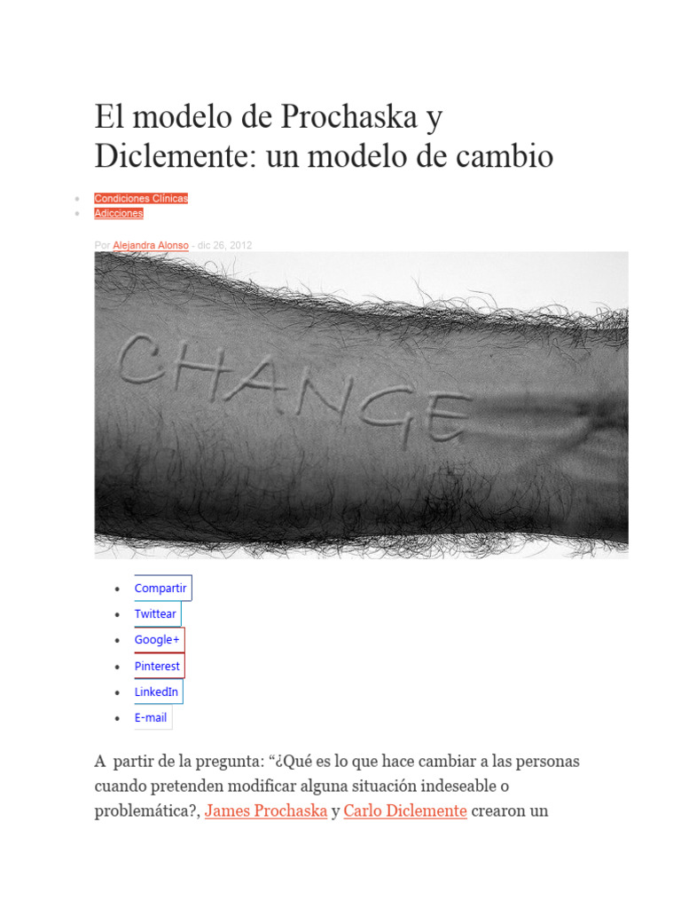 El modelo de Prochaska y Diclemente | PDF | Comportamiento | Las emociones