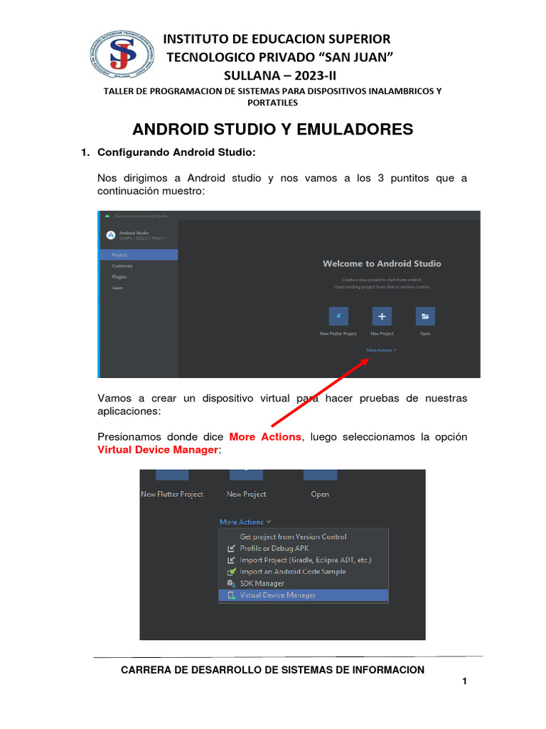 INSTALANDO Android Studio y Emuladores | PDF | Android (sistema operativo) | Familias de ...