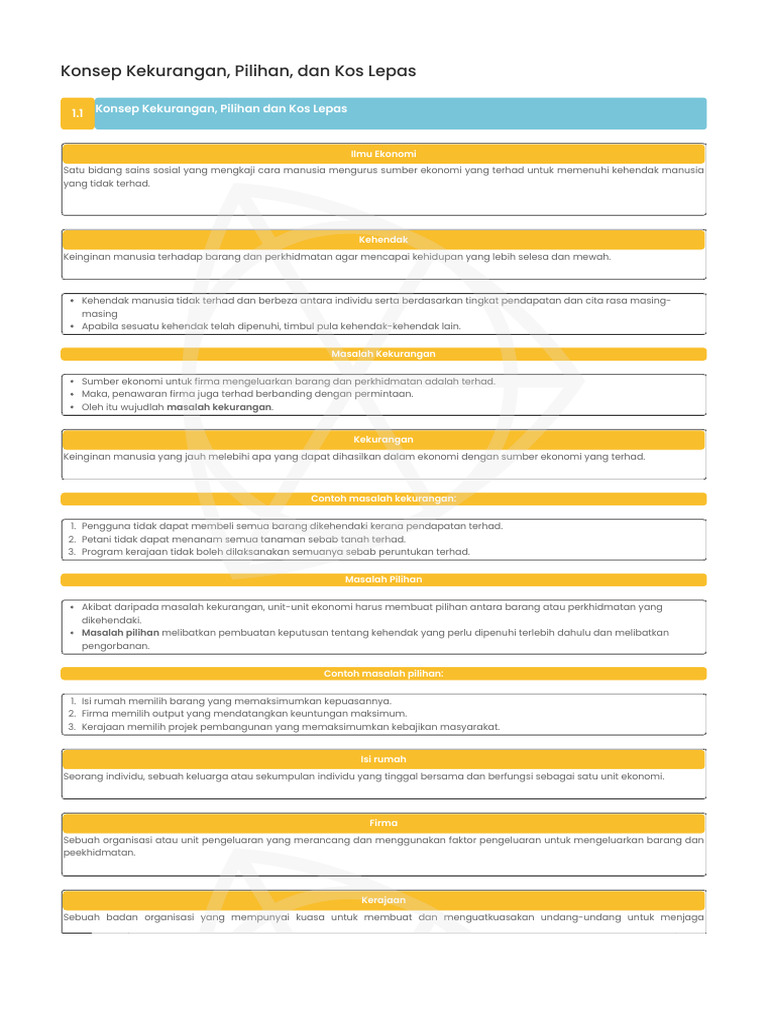 Konsep Kekurangan, Pilihan Dan Kos Lepas | PDF
