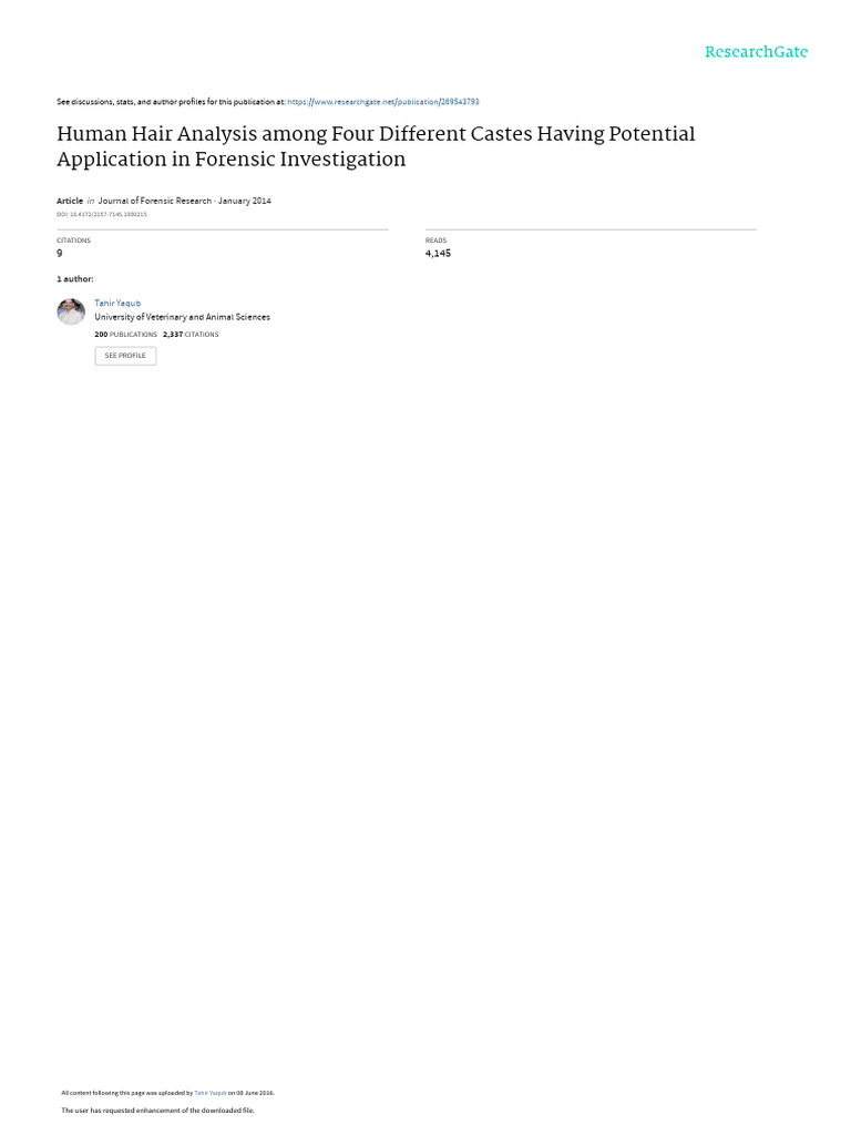 Human Hair Analysis Among Four Different Castes Ha | PDF | Forensic ... Human Hair Analysis Among Four Different Castes Ha | PDF | Forensic ...