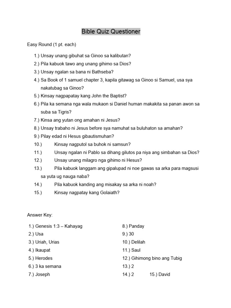 Bible Quiz Questioner | PDF