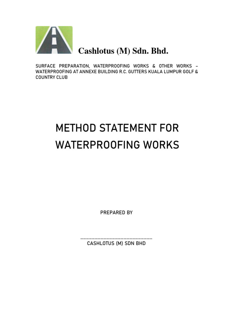 METHOD STATEMENT- WATERPROOFING | Download Free PDF | Materials | Industrial Processes