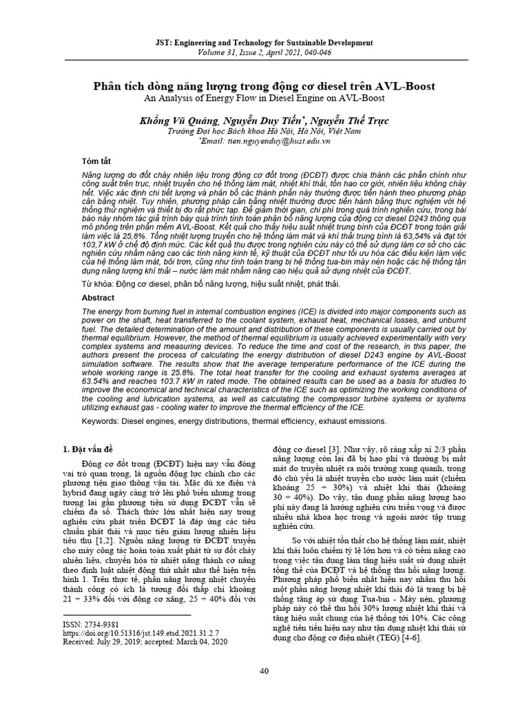 Phân Tích Dòng Năng Lư NG Trong Đ NG Cơ Diesel Trên AVL-Boost | PDF
