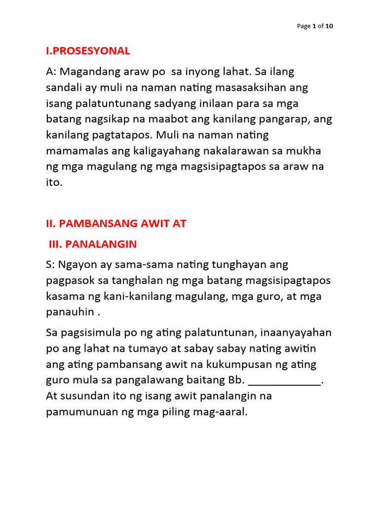 Grad Script Emcee | PDF