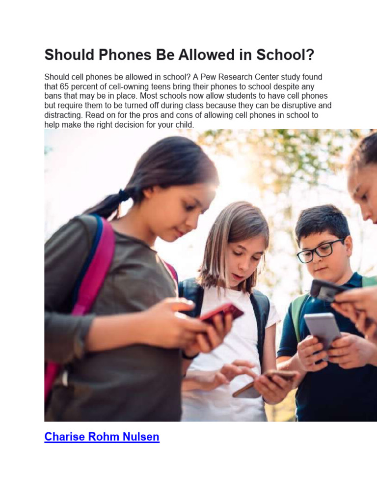 Should Phones Be Allowed in School | PDF | Social Media | Popular ...