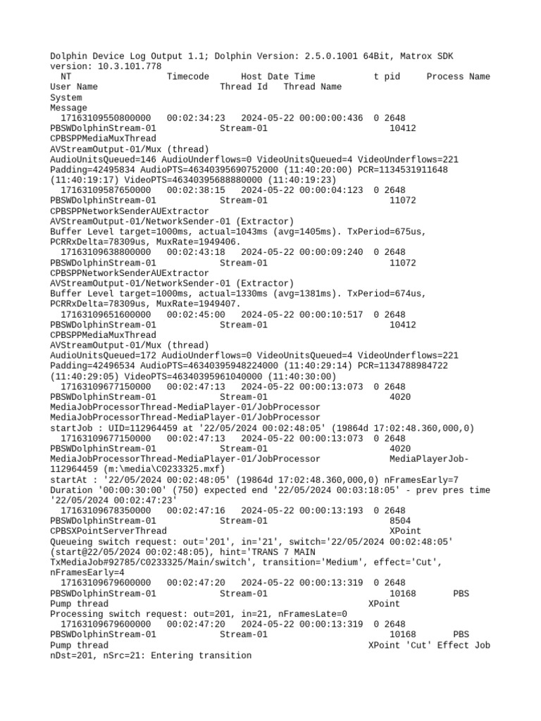 DolphinLog - 2024 05 22 - TMG DOL 01 | PDF | Operating System Technology | Computer Science