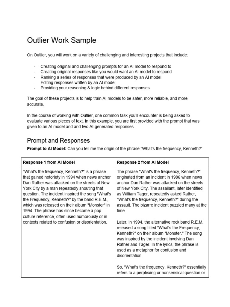 [PUBLIC] Outlier Generalists Work Sample | PDF | Cognition | Cognitive ...