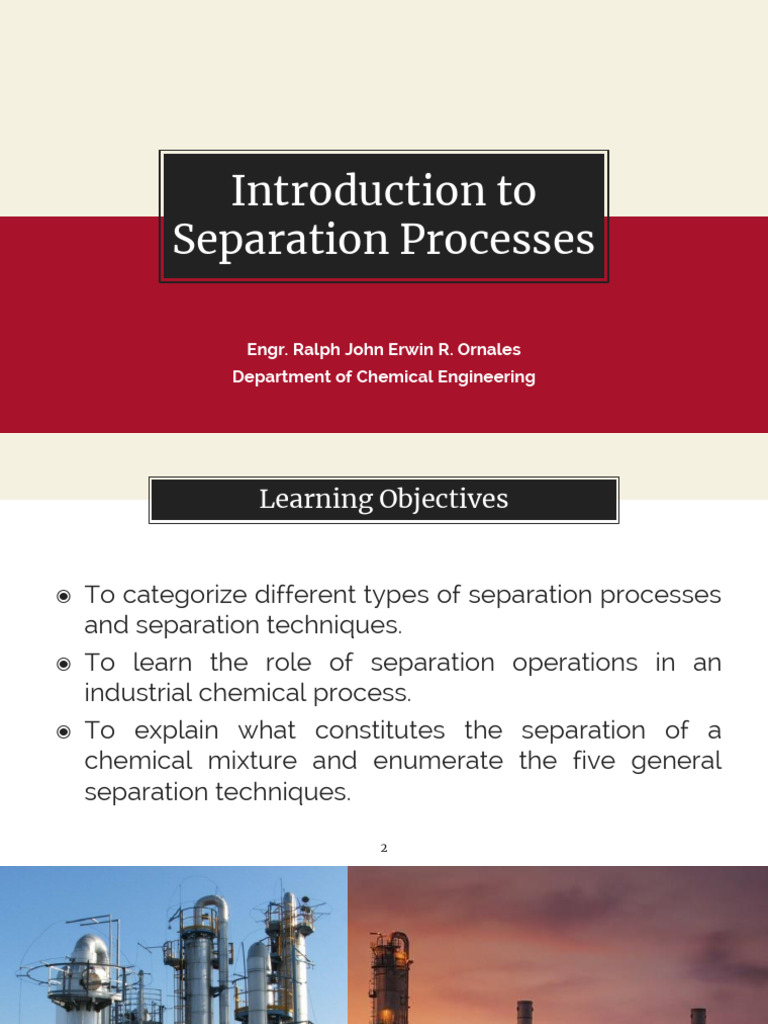 Lecture 1 - Introduction To Separation Processes | PDF | Chemical ...