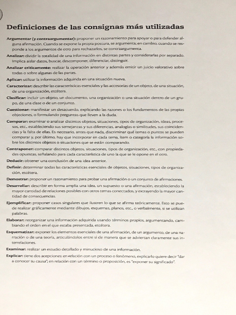 Definiciones de Consignas | PDF