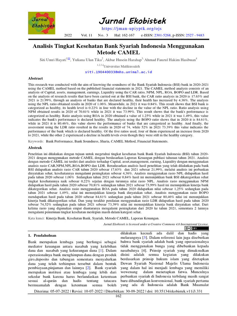 Analisis Tingkat Kesehatan Bank Syariah Indonesia | PDF | Bisnis