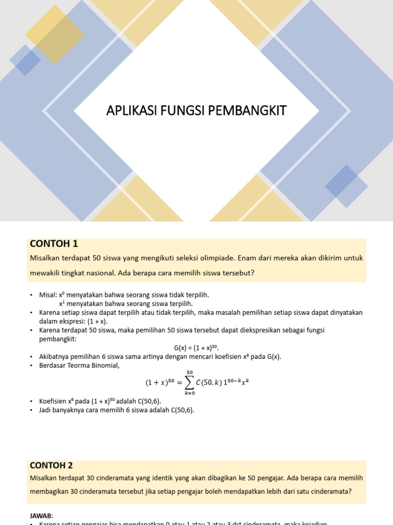 Aplikasi Fungsi Pembangkit | PDF | Metode & Bahan Ajar