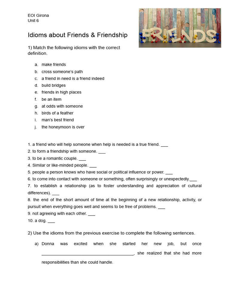 Idioms About Friends Friendship | PDF